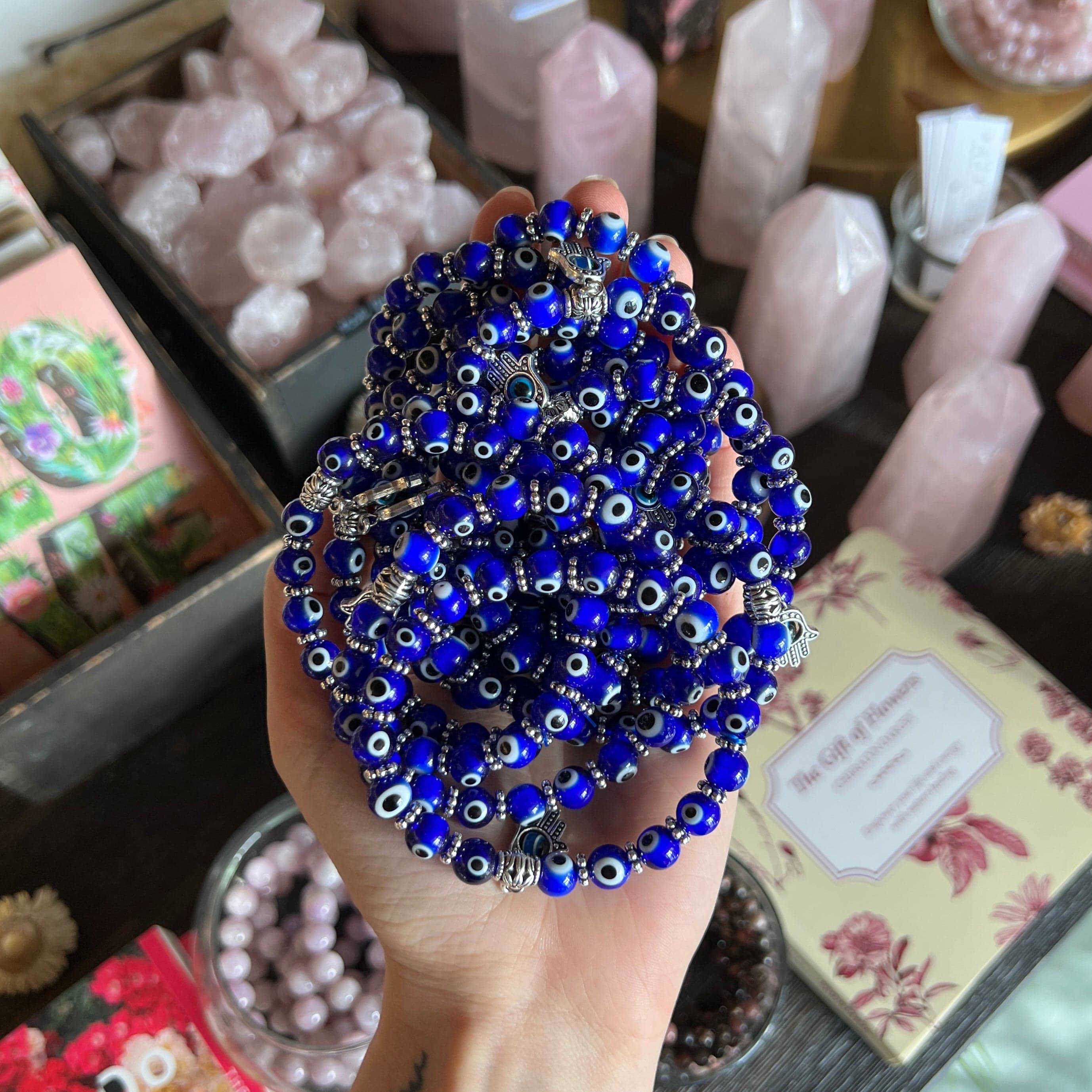 Evil Eye Stretch Bracelet (Dark Blue)