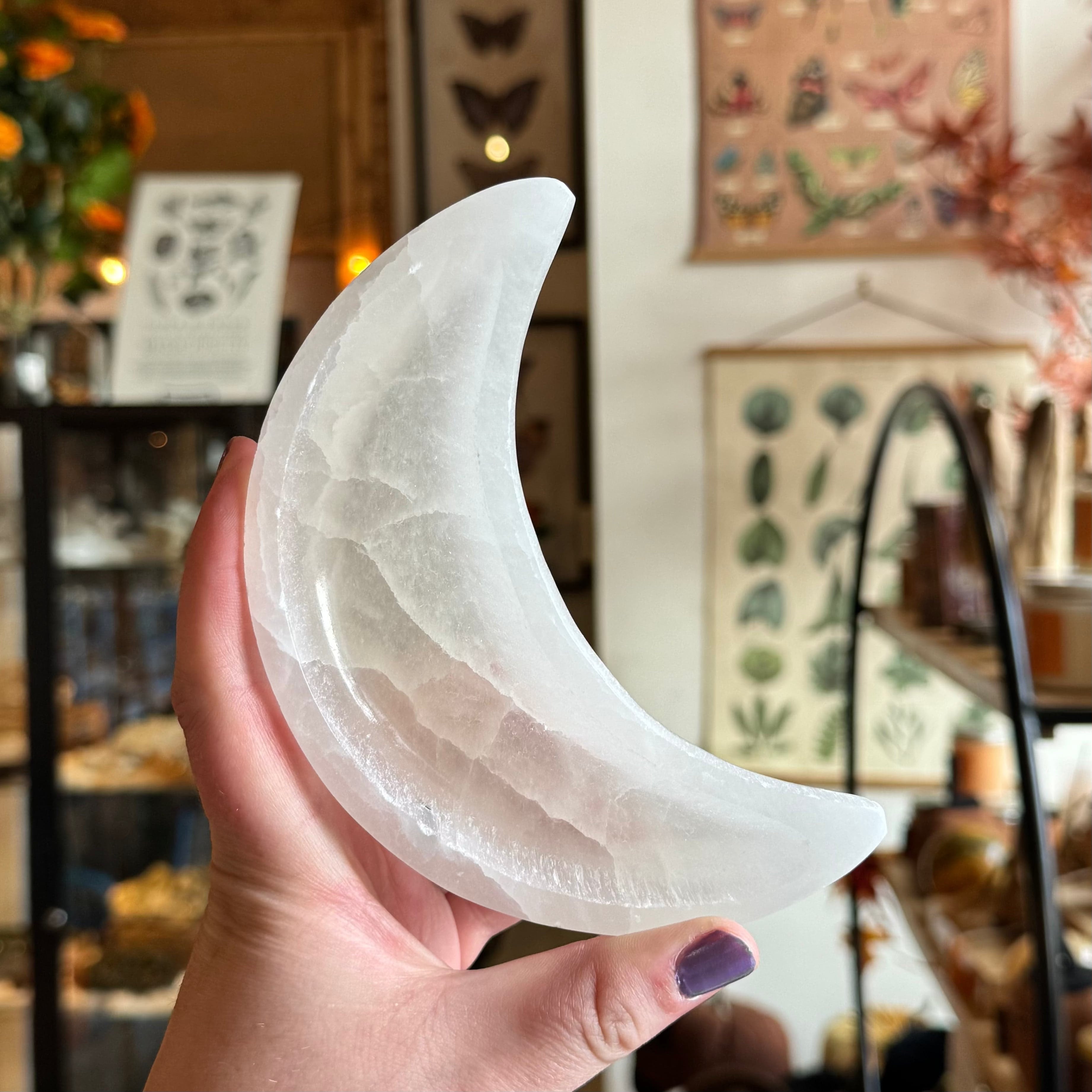 Selenite Moon Bowl – Ravenstone