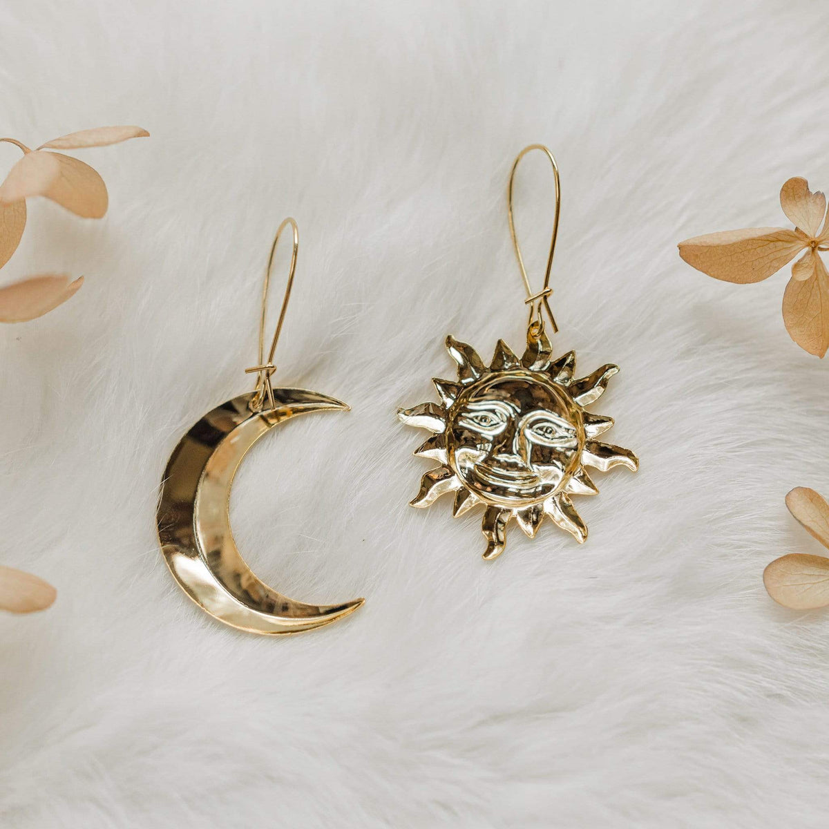 The Little Golden Sun and Moon Earrings